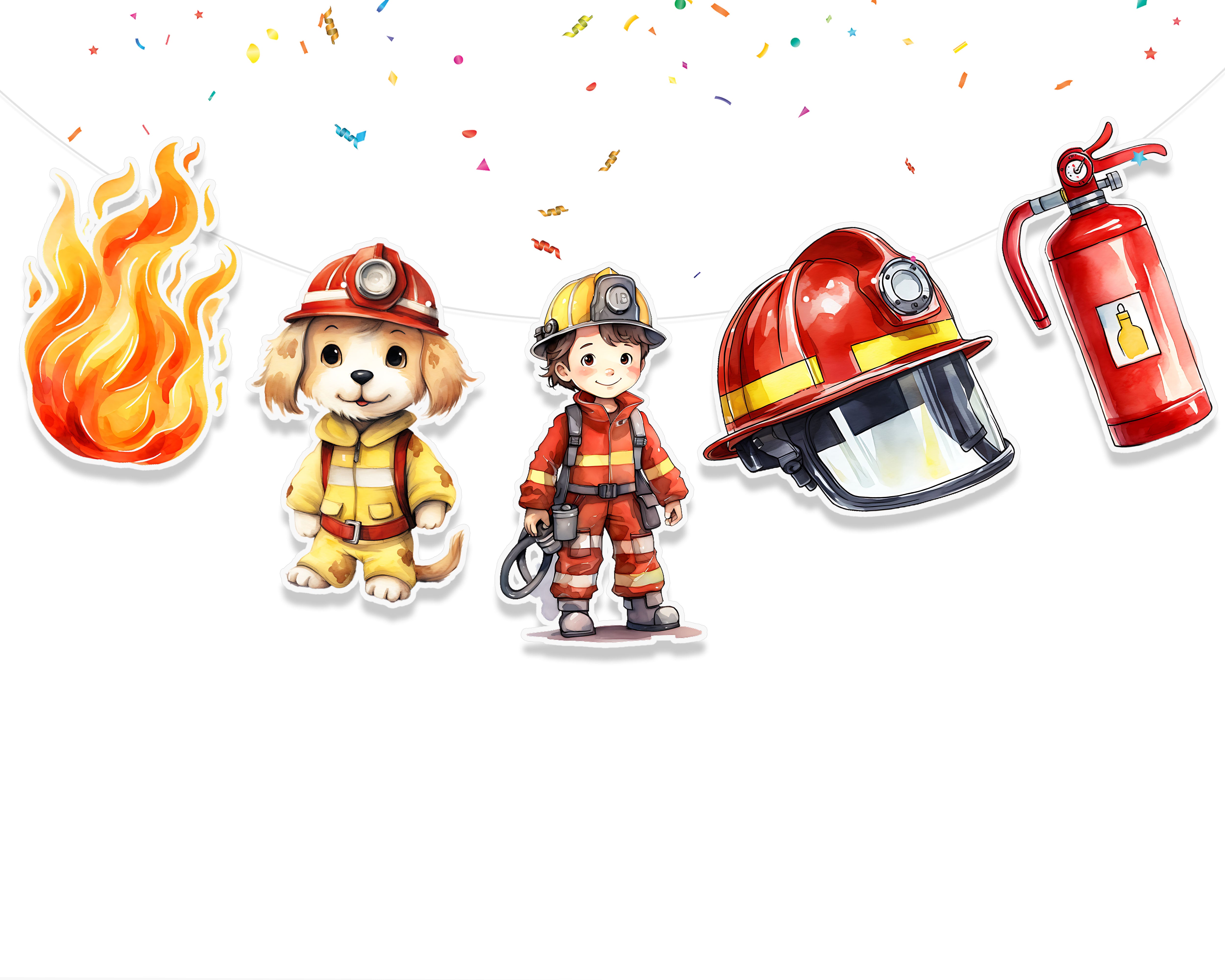 Firefighter 5 Pcs Party Banner - Fireman Theme Kids Party Decor – PartyChildrens