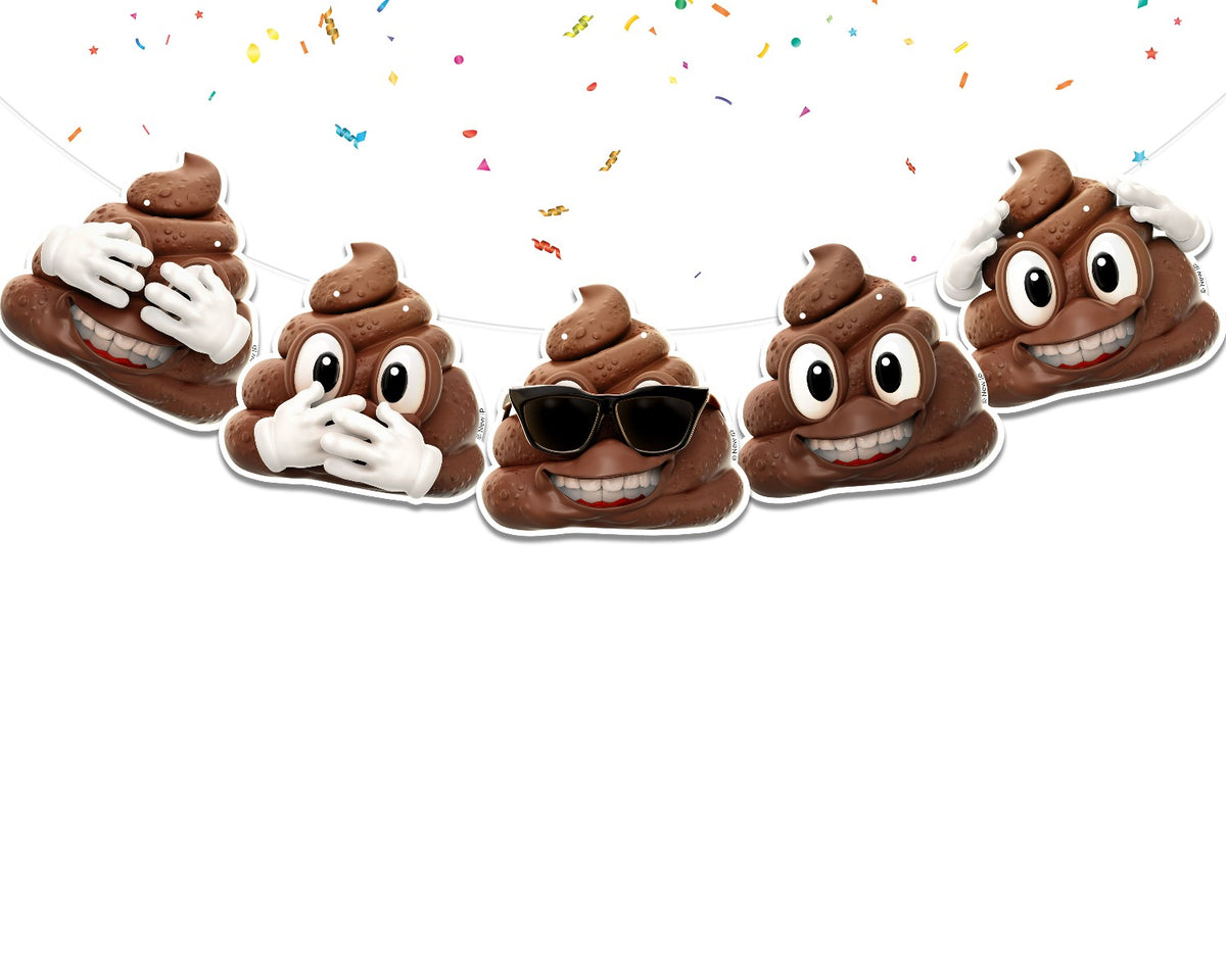 Cheeky Poop NEWMOJI® Party Banner - Playful Cardstock Decoration for F ...