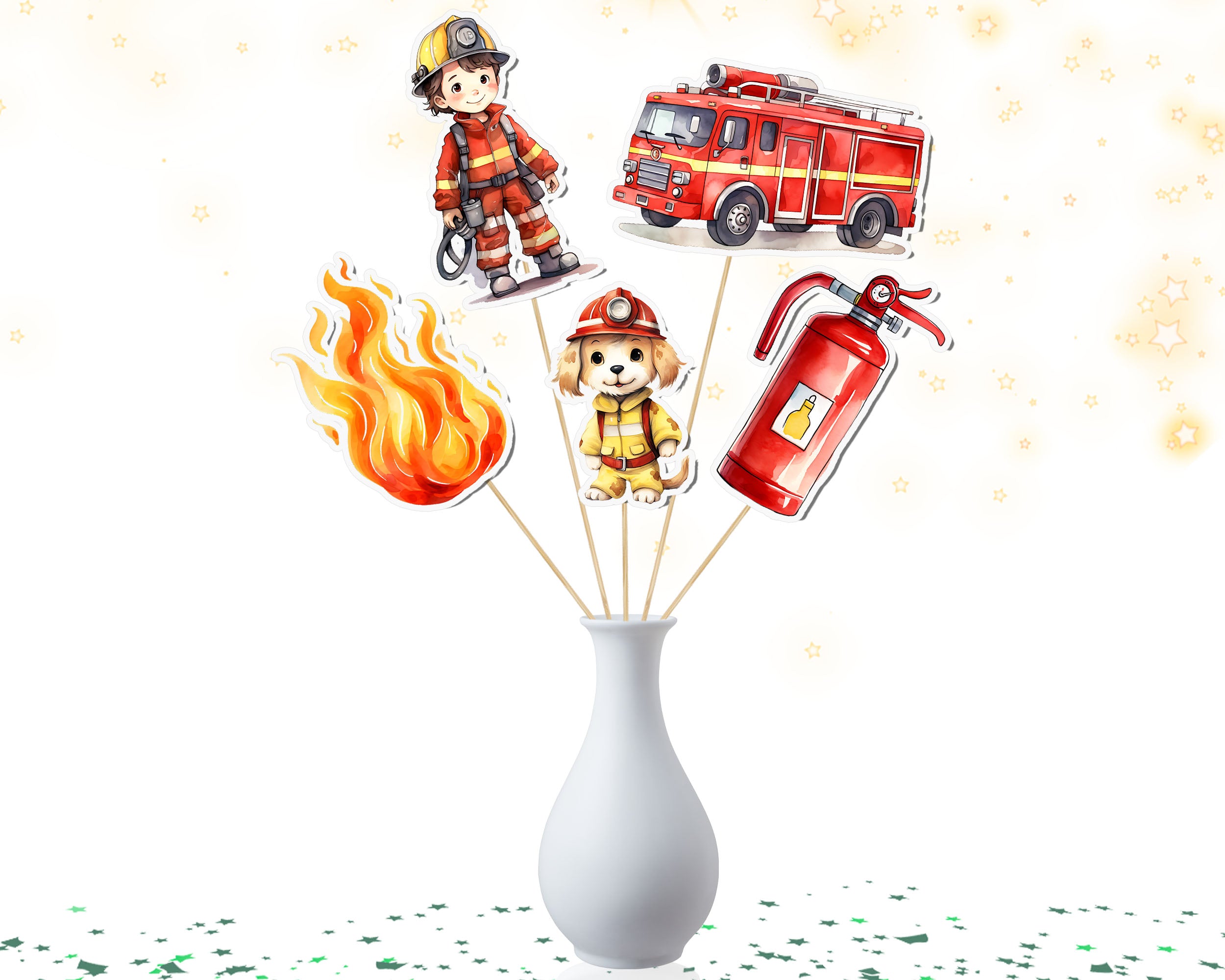 Firefighter-Themed Party Centerpiece 5 PCS – Fun and Engaging Fire Saf ...