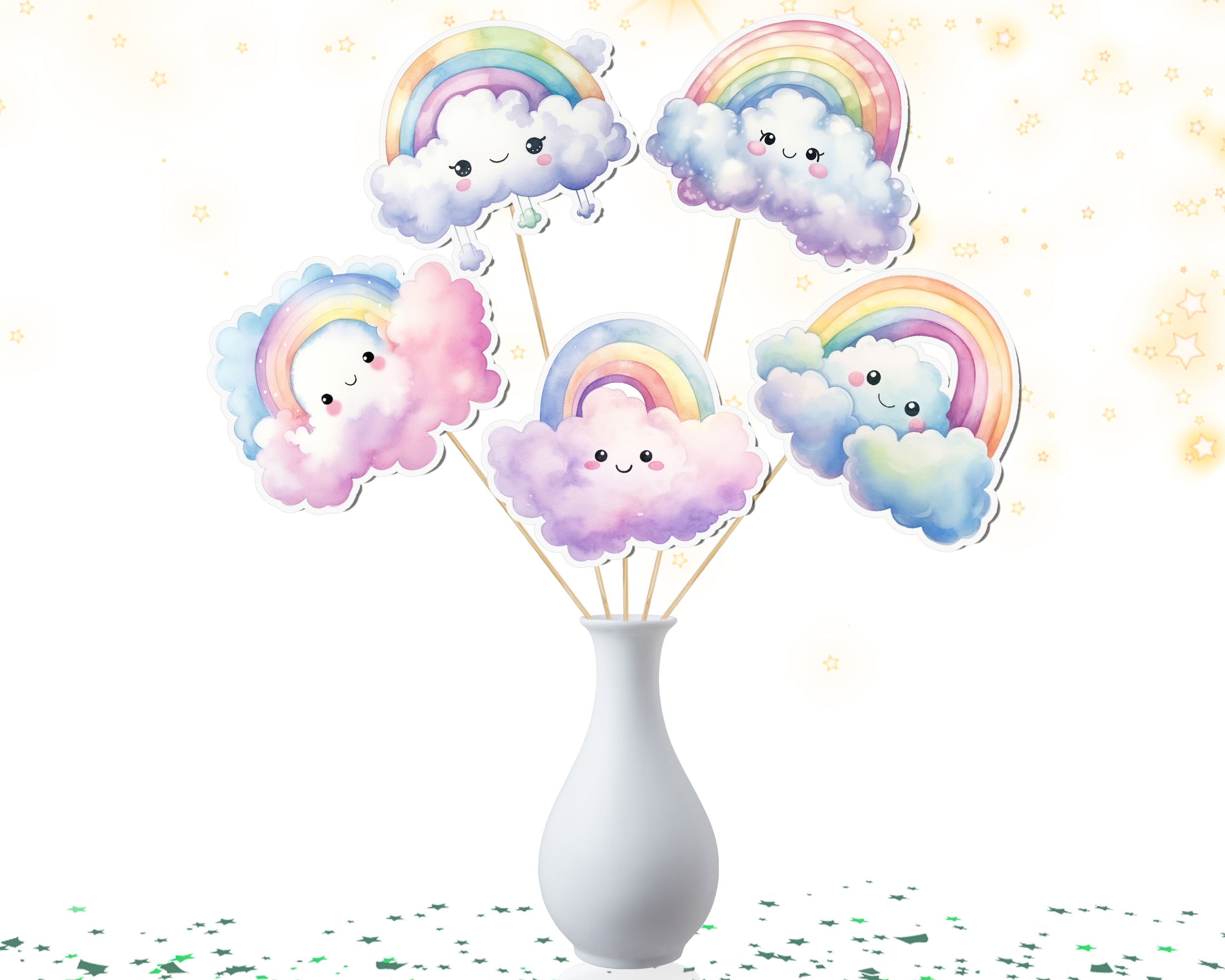 Rainbow and Cloud-Themed Party Centerpiece – 5 PCS Perfect for Baby Sh ...