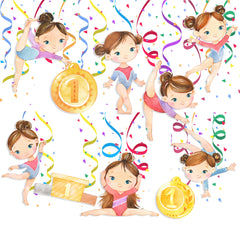 Adorable Gymnast Swirl Decorations - Whimsical Gymnastics Hanging Cuto ...