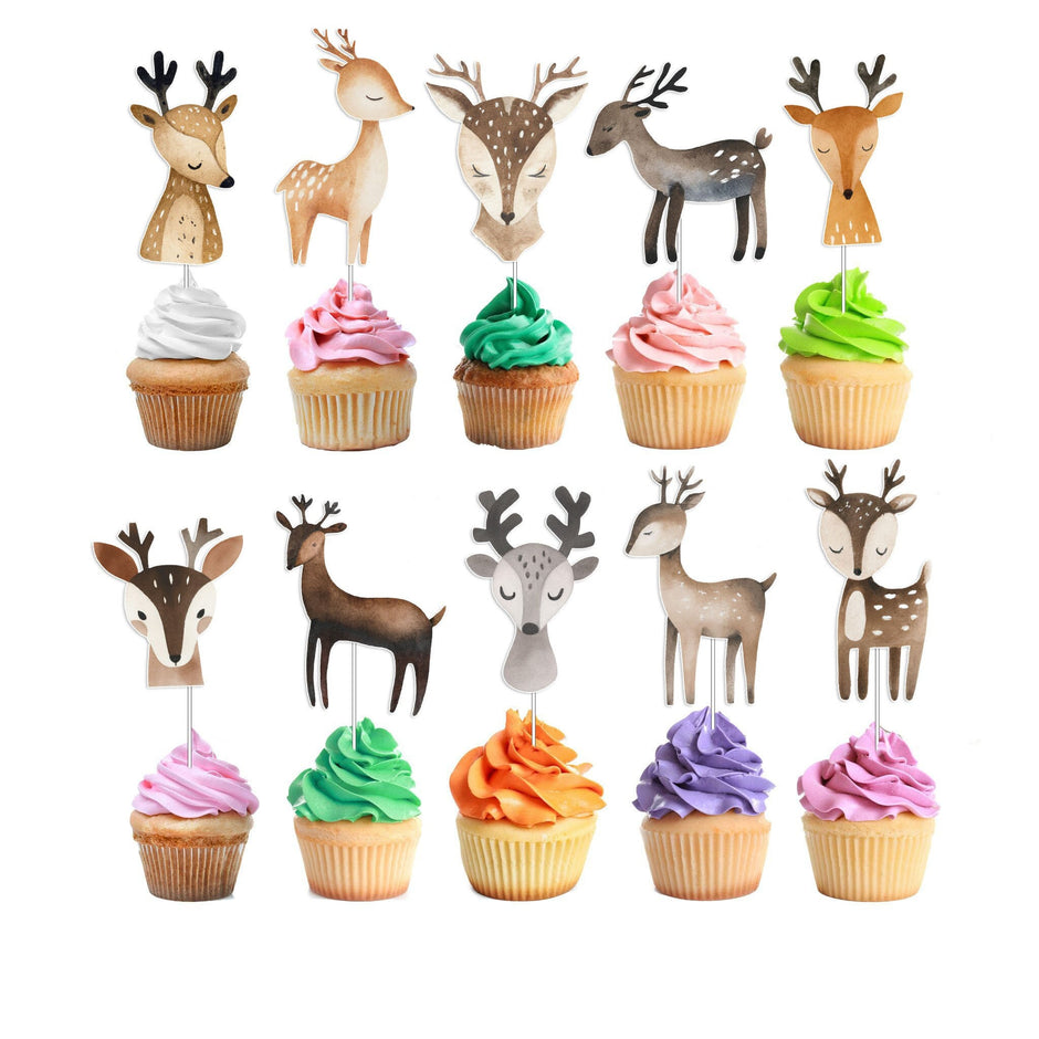 Enchanting Deer Cupcake Toppers - Forest-Themed Charm for Any Occasion ...