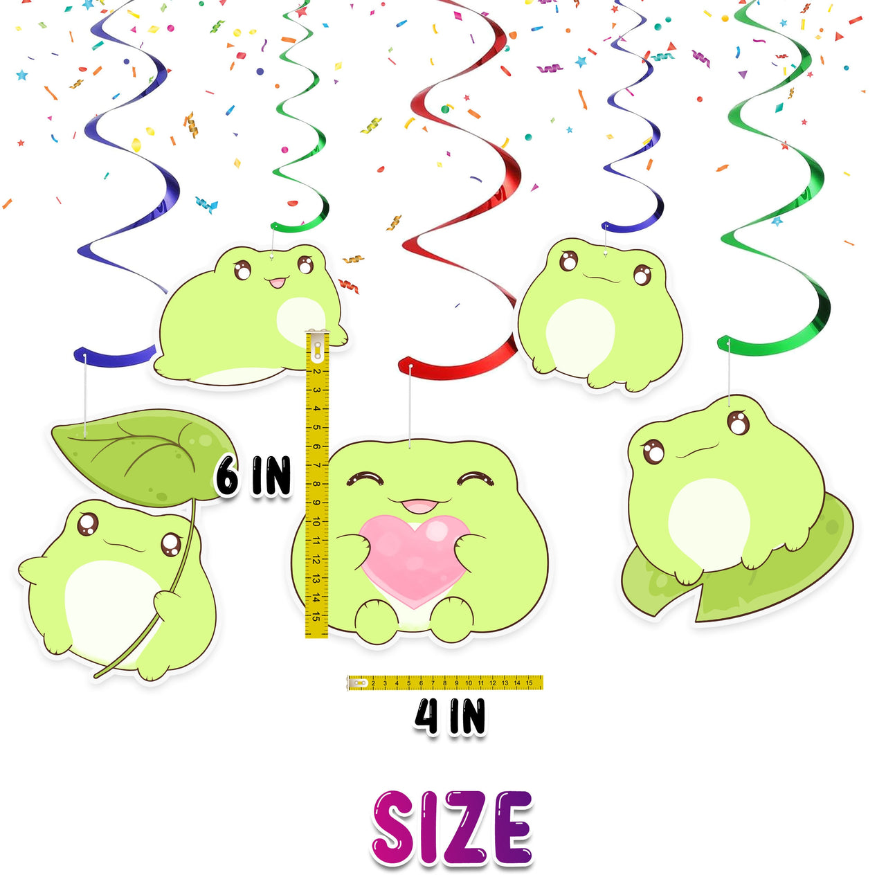 Adorable Kawaii Frog Party Swirls - Set of 10 Cute Frog Hanging Decora ...