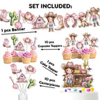 Pink Cowgirl Party Decor Set - Complete with Cake Topper, Cupcake Topp ...