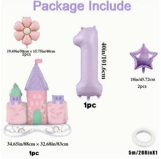 Princess Castle Balloon Kit - Magical Pink Castle, Star, and Flower Ba ...